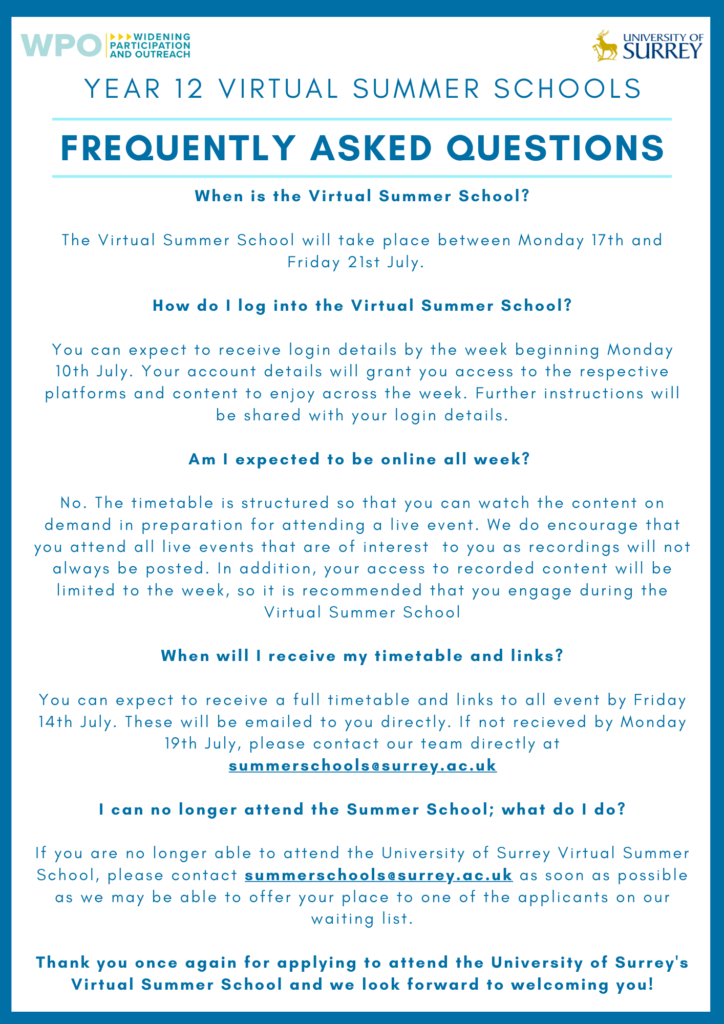 Virtual Summer School - Surrey WPO